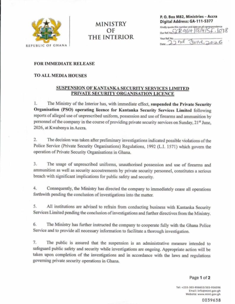 Kantanka Security Services Suspended After Kwabenya Shooting Incident ...